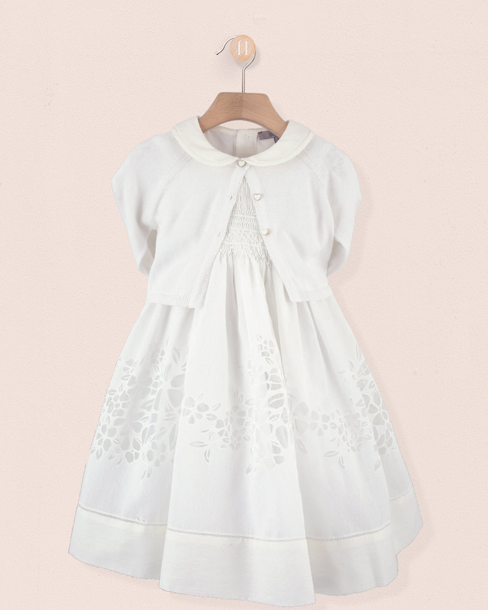 Emma Italian Doppia White Smocked Dress FLEURISSE